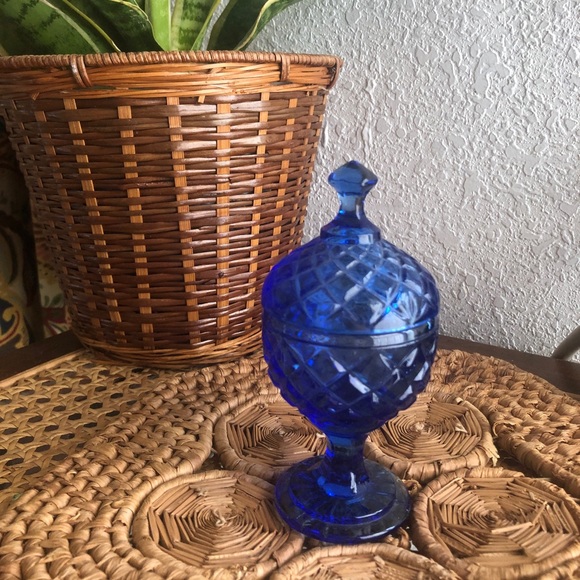 American Vintage | Art | Covered Miniature Cobalt Blue Diamond ...